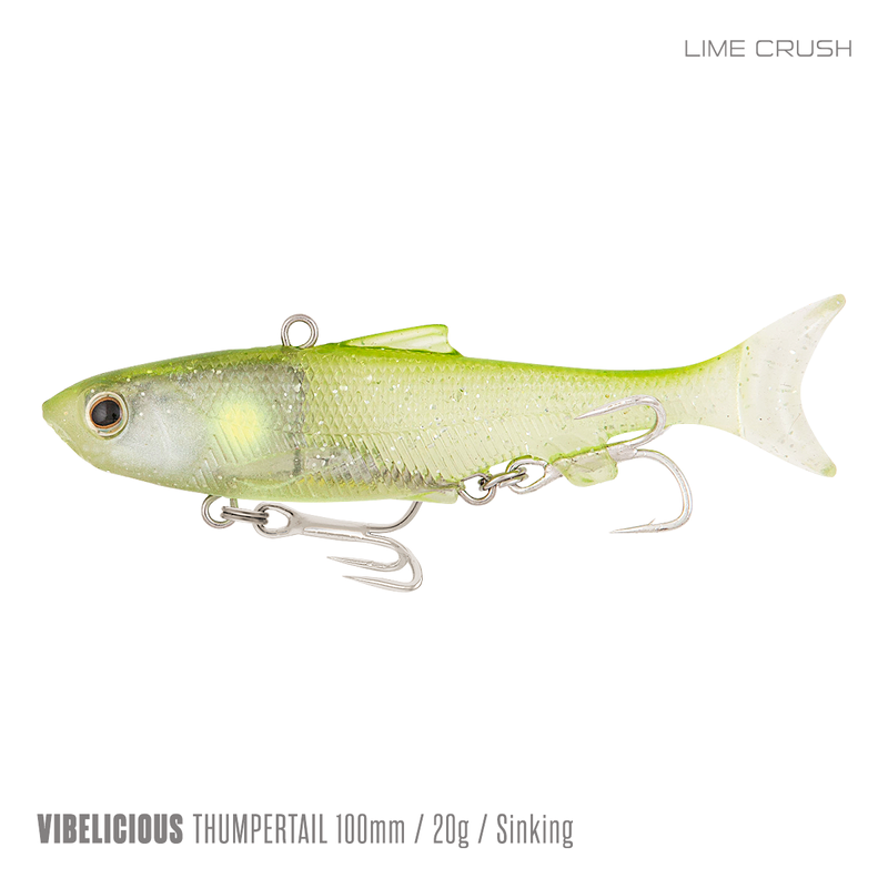 Samaki Vibelicious Thumper Tail 100mm Vibe Fishing Lure - Choose Colour ...