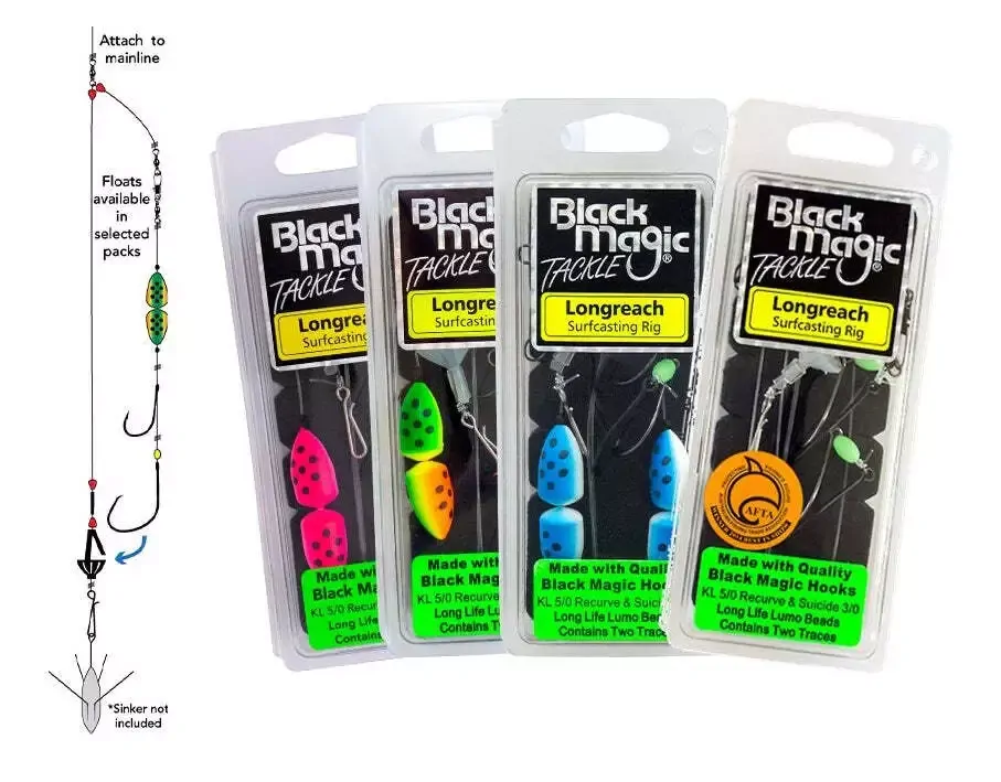 Black Magic Longreach Pre Made Surf Bottom Pulley Fishing Rig - Choose ...