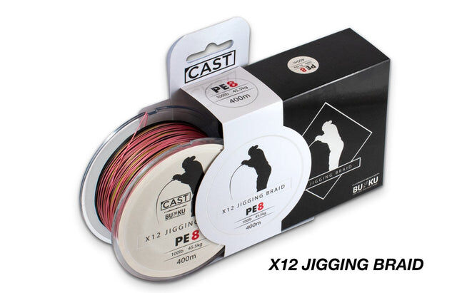 Cast x12 Carriers Braid Multi Colour Jigging Fishing Line - Choose Lb