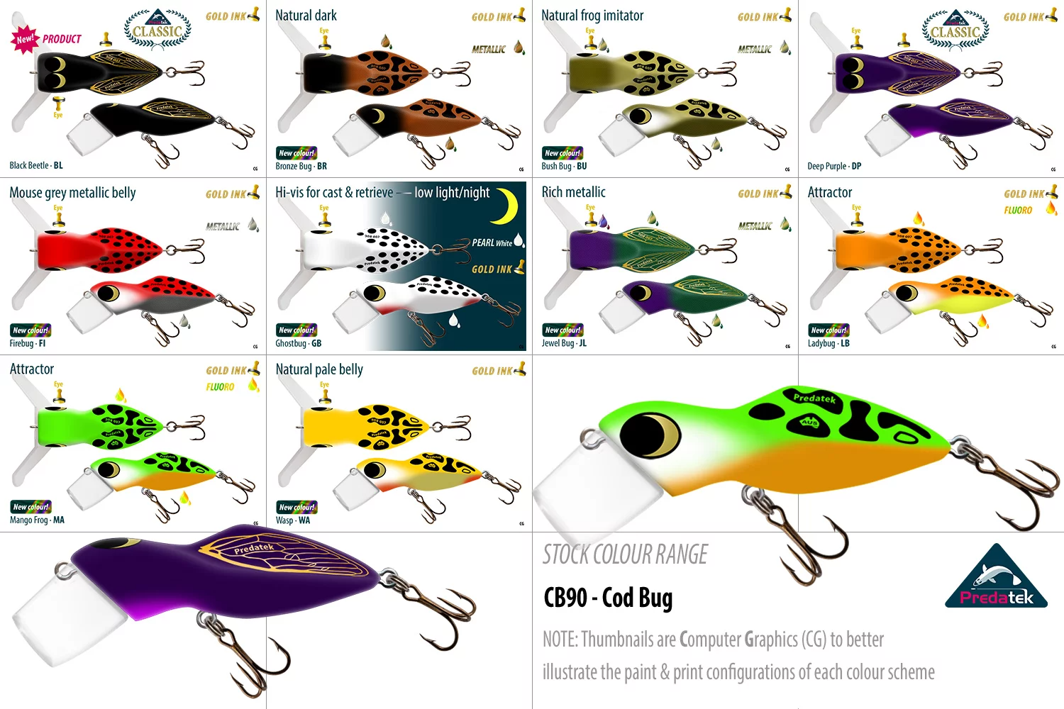 Predatek CB90 Cod Bug Clear Bib 90mm 31g Floating Fishing Lure - Choose Colour