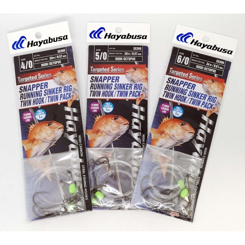 Hayabusa EX305 Snapper Running SInker Pre Made Fishing Rig Twin Pack ...