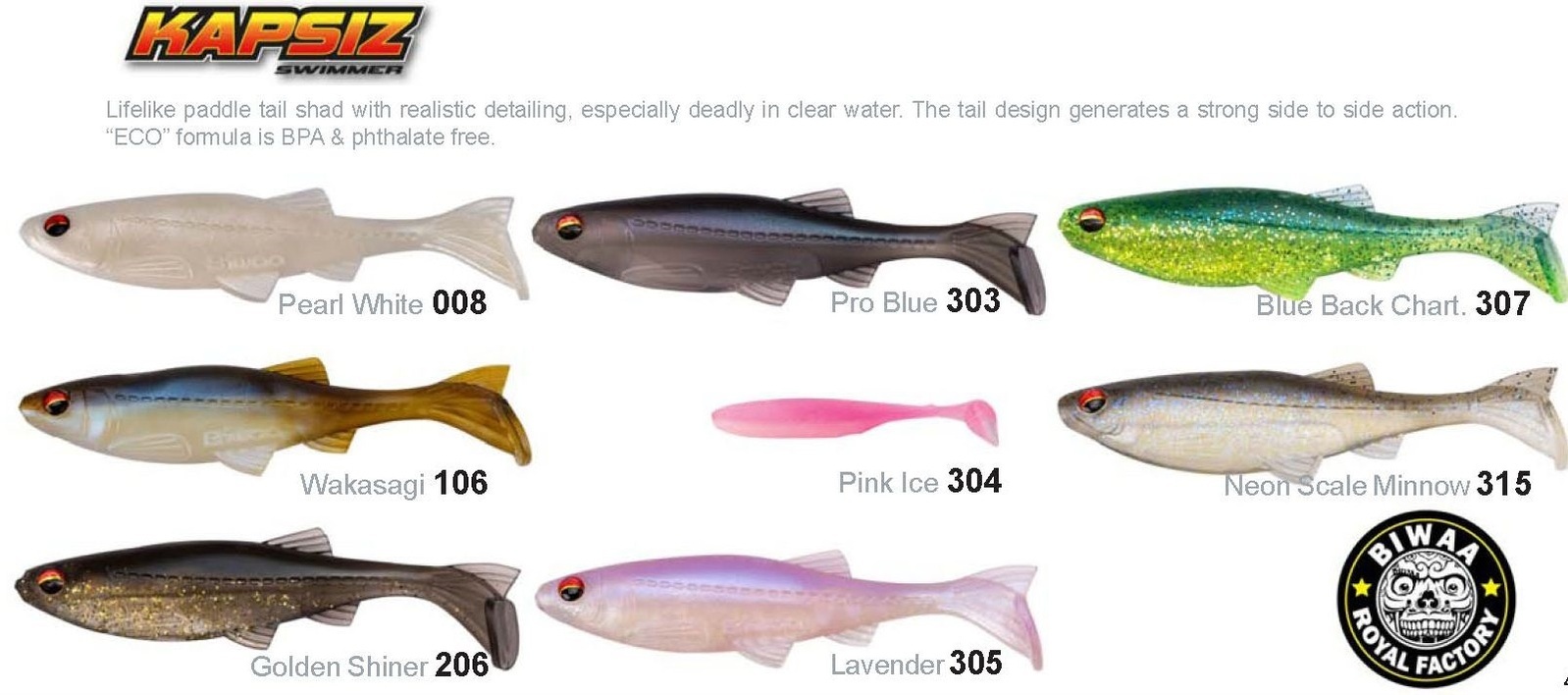 Biwaa Kapsiz Kast 9" Soft Plastic Swimbait Fishing Lure - Choose Colour