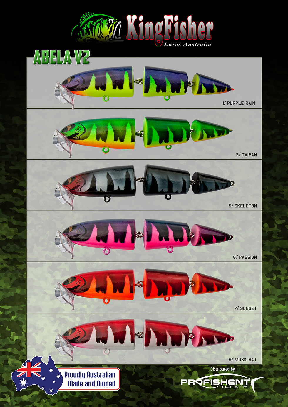 KingFisher Abela 200mm Surface Joint Timber Fishing Lure - Choose ...