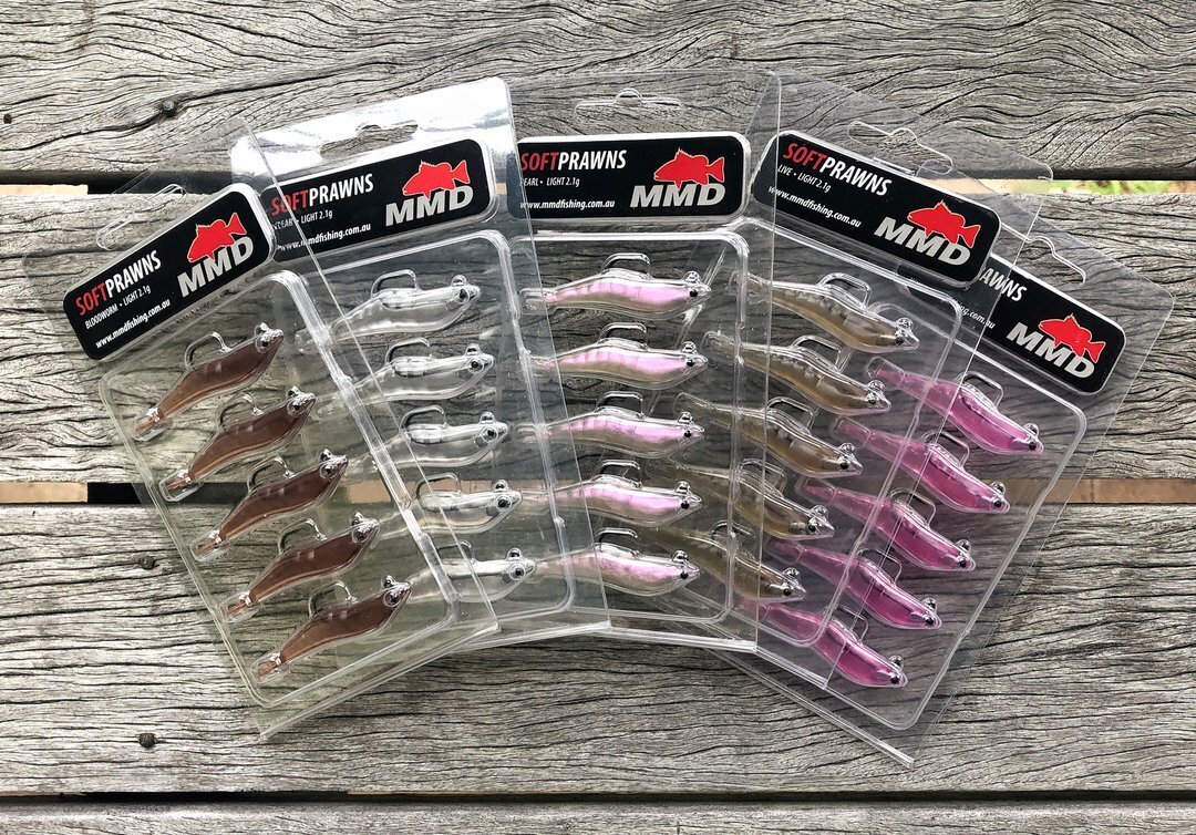 MMD 52mm Pre-Rigged Soft Plastic Prawn Fishing Lure - Choose Colour ...