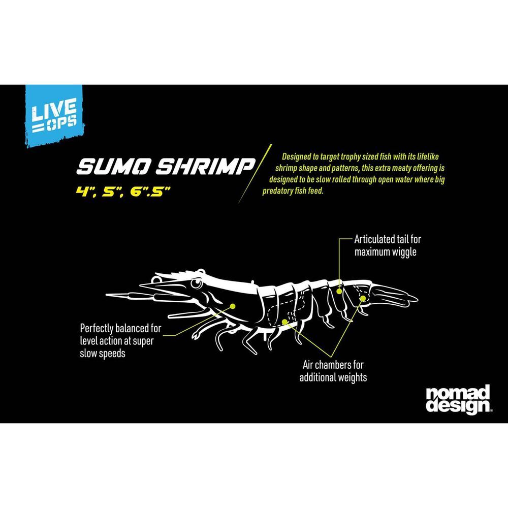 Nomad Design Live Ops Sumo Shrimp Un-Rigged 5" Soft Plastic Fishing ...