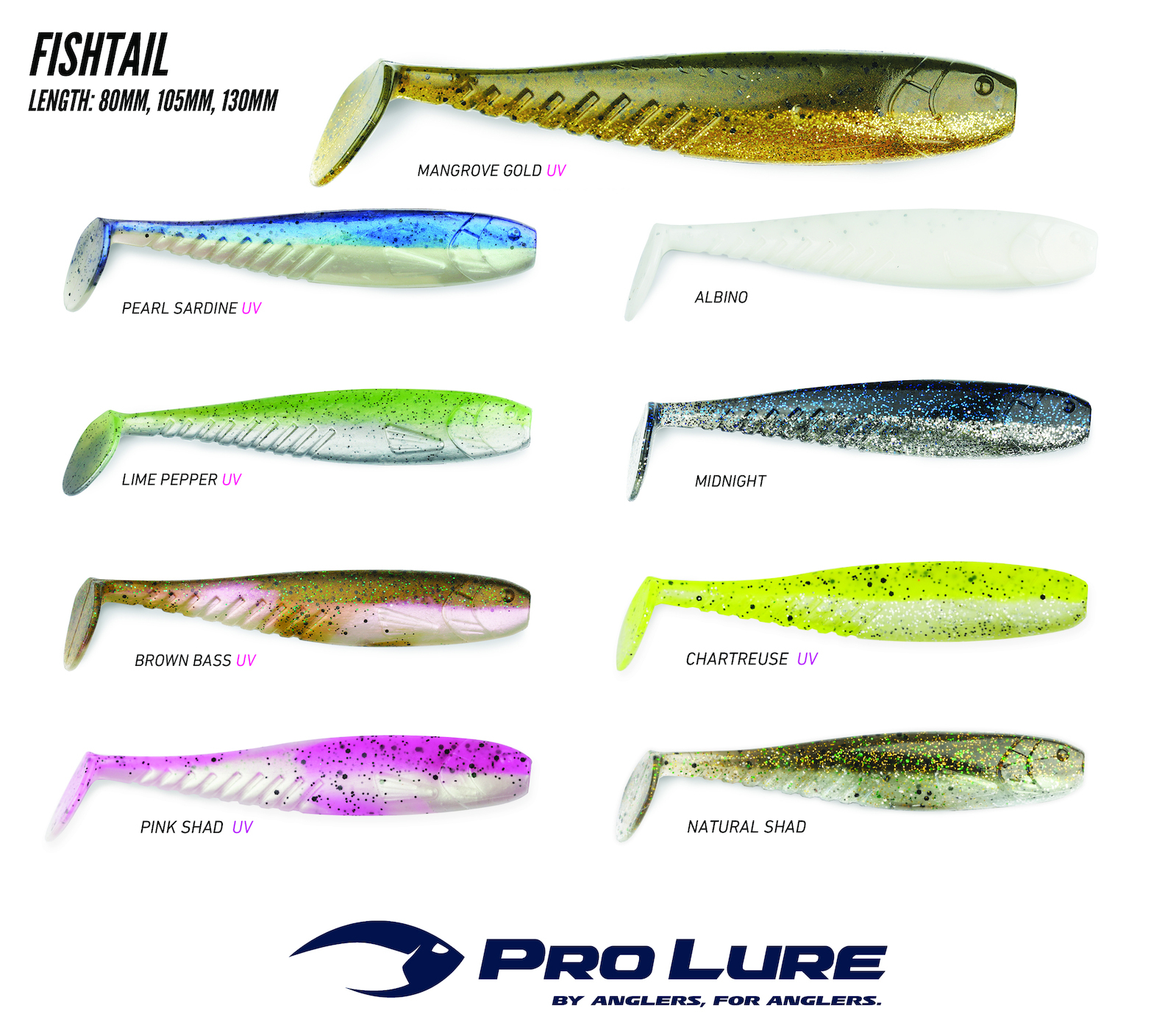 Pro Lure FishTail 80mm Soft Plastic Fishing Lure ProLure - Choose Colour