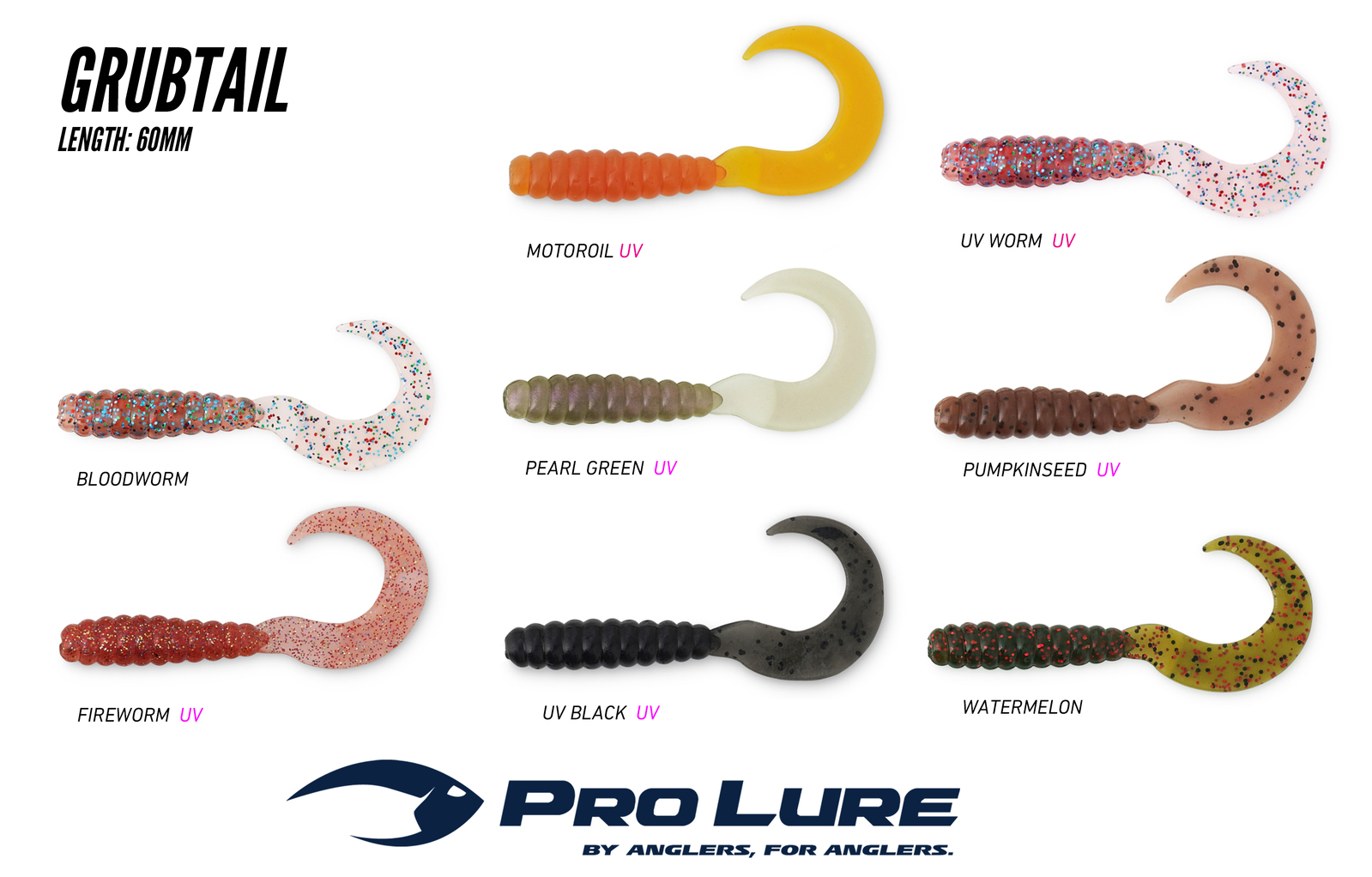 Pro Lure GrubTail 60mm Soft Plastic Fishing Lure ProLure - Choose Colour