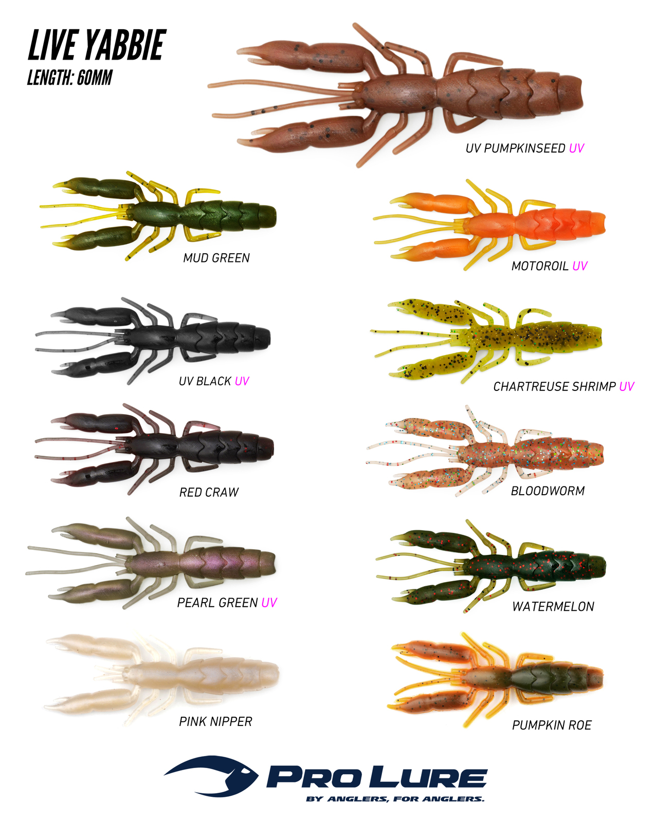 Pro Lure Live Yabbie 60mm Soft Plastic Fishing Lure ProLure - Choose Colour