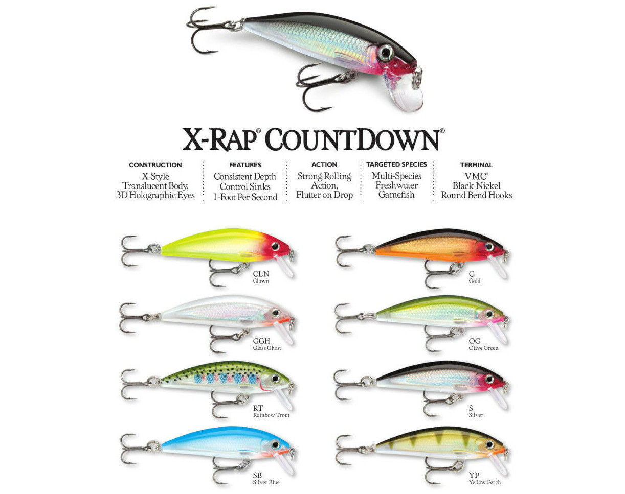 Rapala X-Rap Countdown 5cm Sinking Hard Body Fishing Lure - Choose Colour