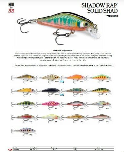 Rapala Shadow Rap Solid Shad 5cm Hard Body Fishing Lure - Choose Colour