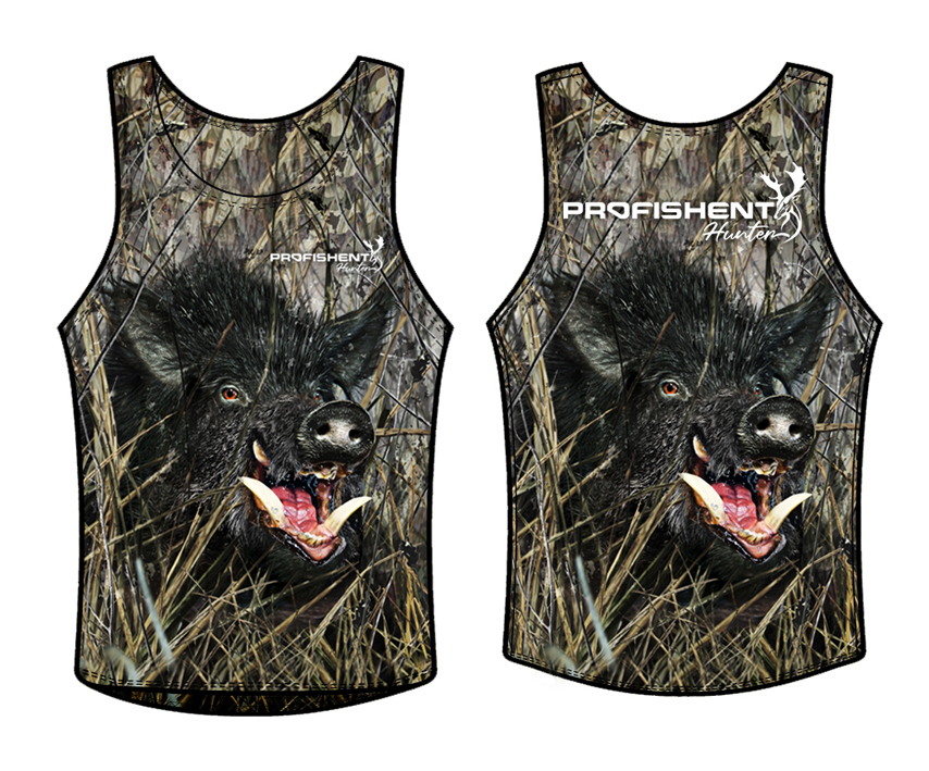 Profishent Sublimated Black Pig Camo Singlet - Choose Size