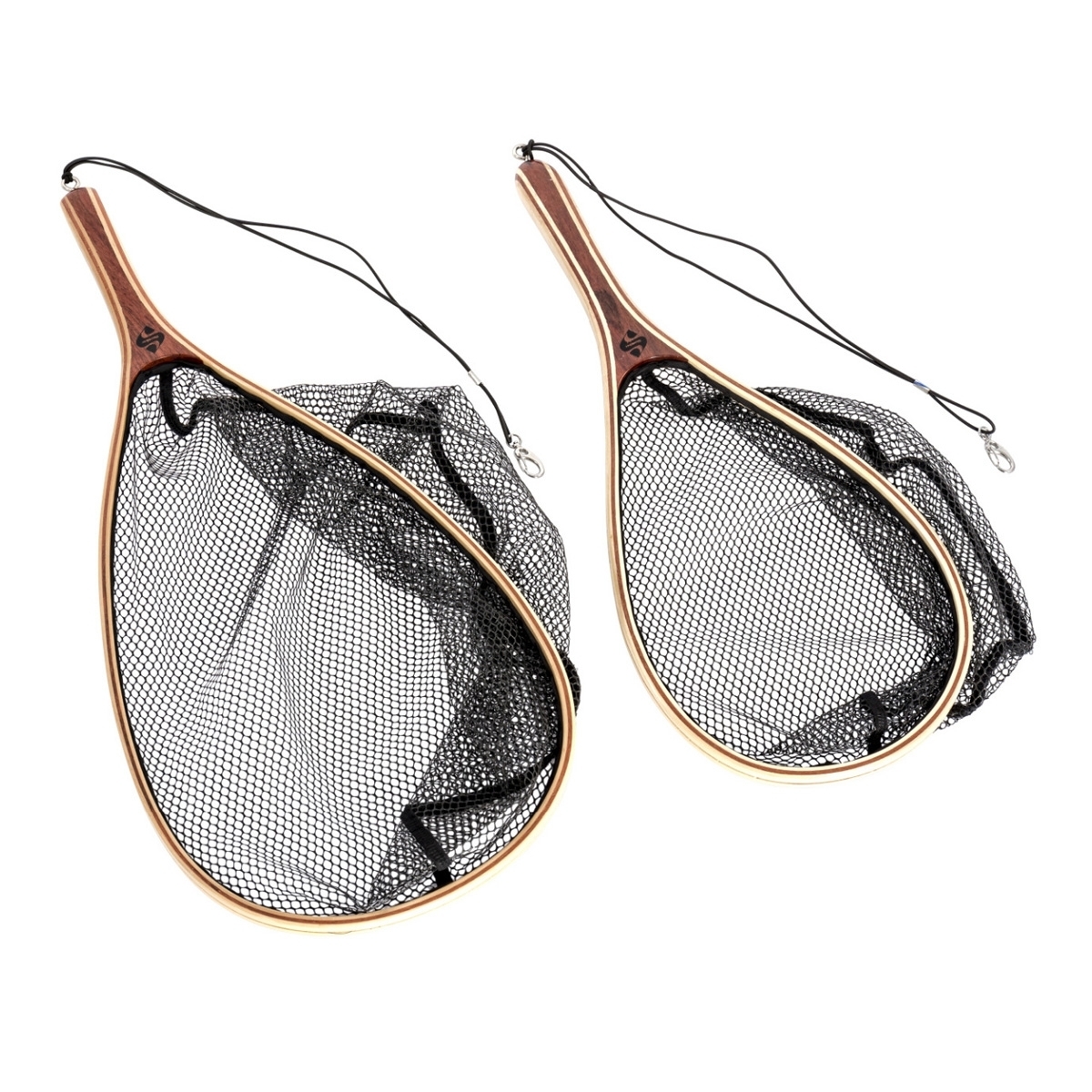 Snowbee Wooden Trout Fishing Landing Net With 6mm Rubber Mesh - Choose Size