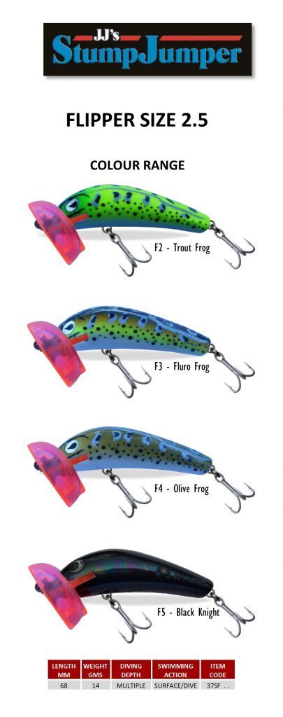 JJ's Stumpjumper Flipper Size 2.5 Minnow Hard Body Surface Popper Lure ...