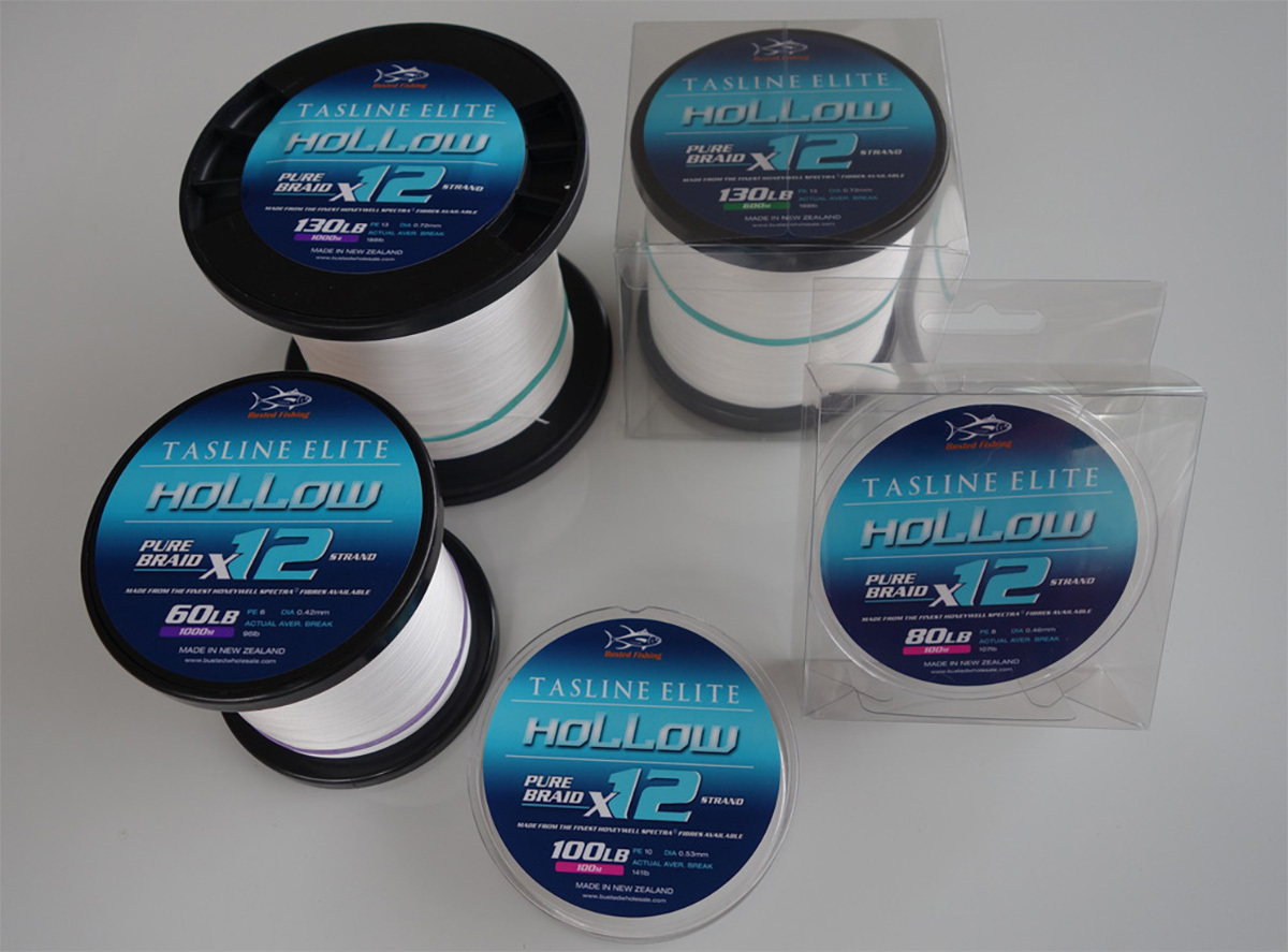 Tasline Elite 12x White 600m Hollow Braid Fishing Line - Choose Lb