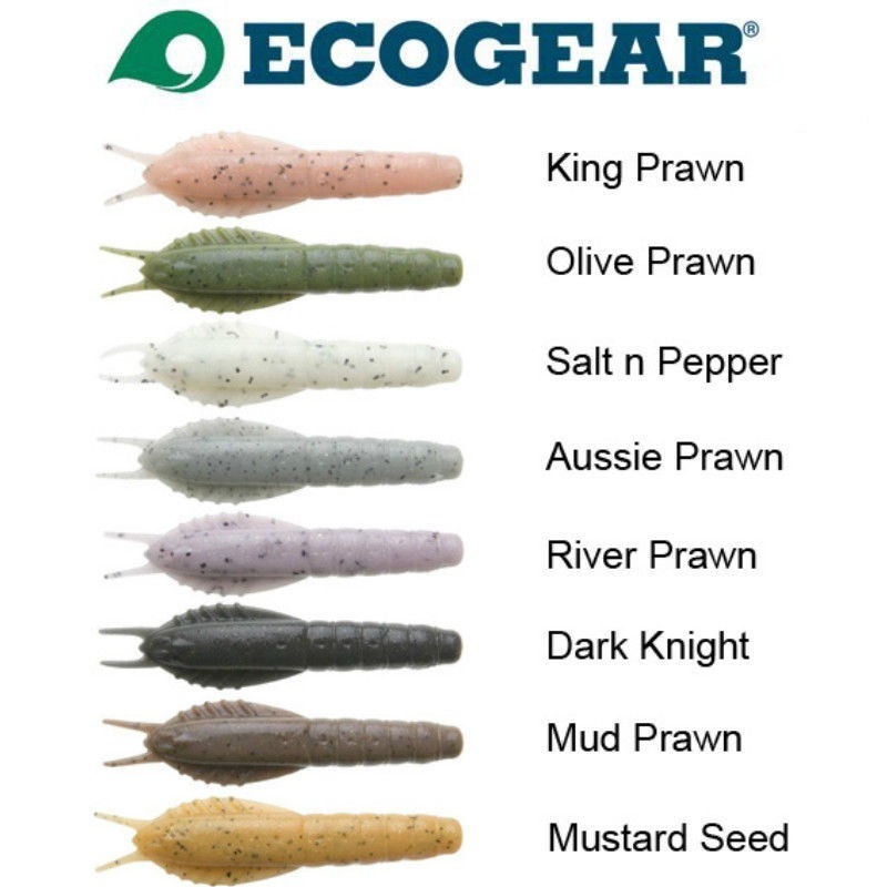 Ecogear Aqua Bream 8+2 pcs Prawn 40 Soft Plastic Fishing Lures Shrimp ...