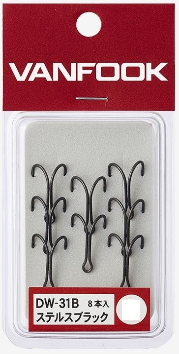 Vanfook DW-31B Stealth Black Standard Wire Double Fishing Hook #4