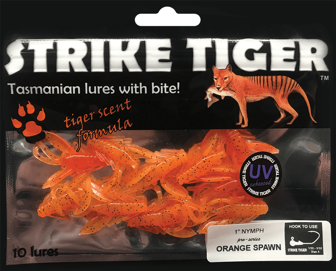 Strike Tiger 1" Nymph Pro Soft Plastic Fishing Lure #Orange Spawn