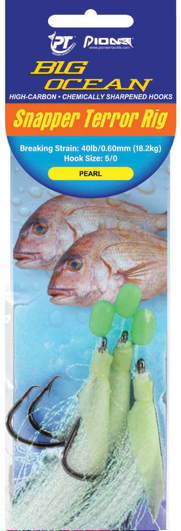 Pioneer Big Ocean Pre Made 40lb Snapper Terror Fishing Rig #5/0 Pearl