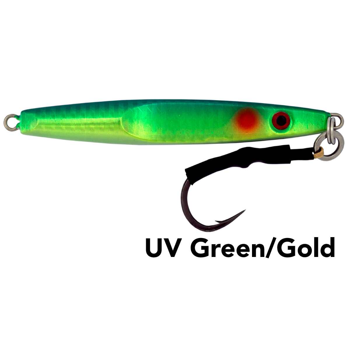 Black Magic Flutter Fishing Metal Jig 60g #UV Green Gold